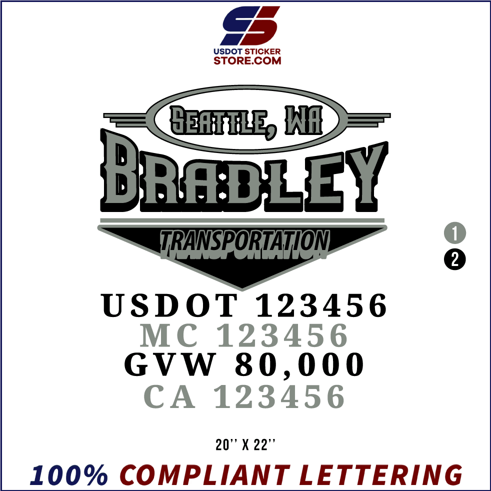 Company Name 2 Lines + 5 Location Or Regulation Numbers Trucking Theme ...