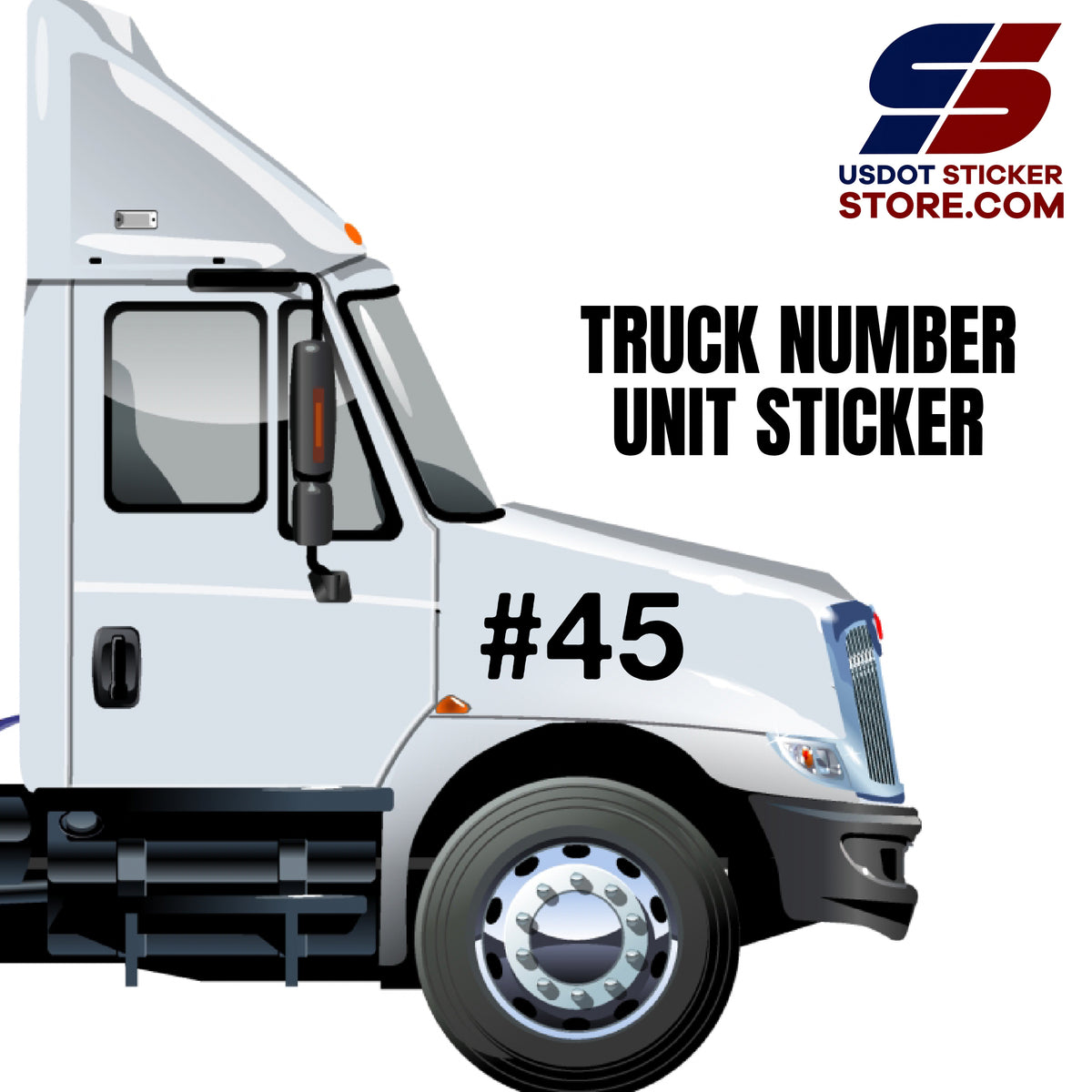 Truck Number Unit Sticker Decal Lettering, (Set of 2) – USDOT Sticker Store