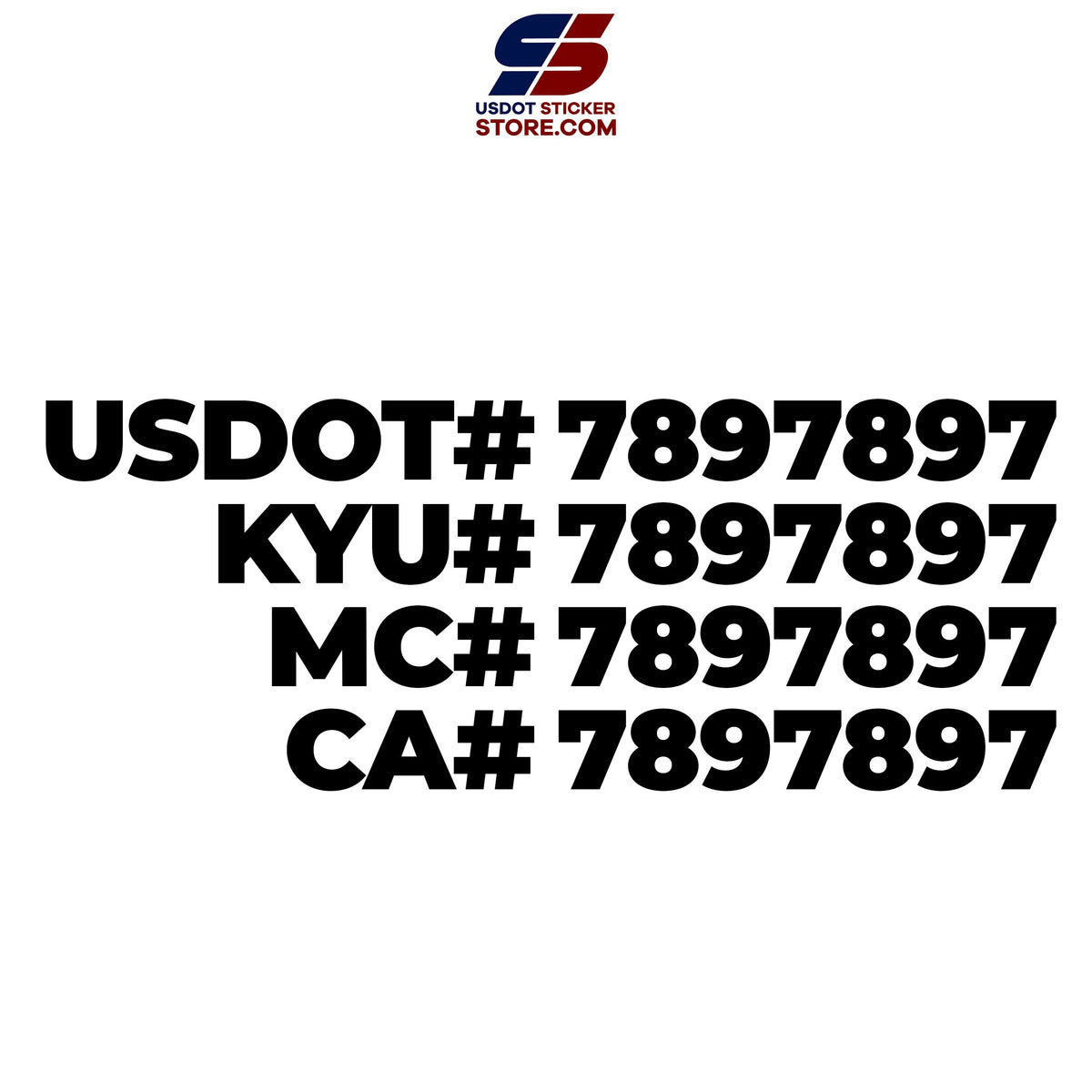 Vinyl Truck Lettering USDOT, KYU, MC & CA Number Decal Sticker, (Pair ...