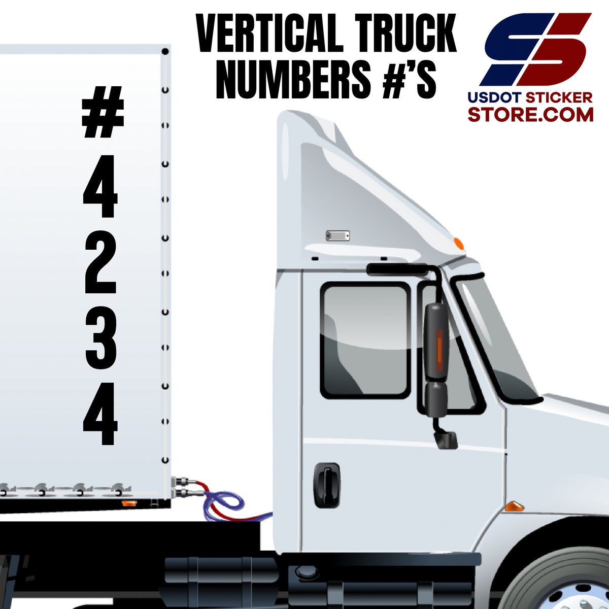 Vertical Truck Number Unit Sticker Decal Lettering, (Set of 2) – USDOT ...
